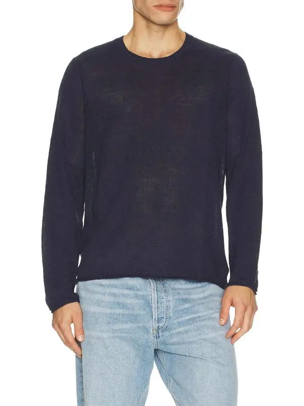 Onia Kevin Crewneck Linen Sweater - Deep Navy