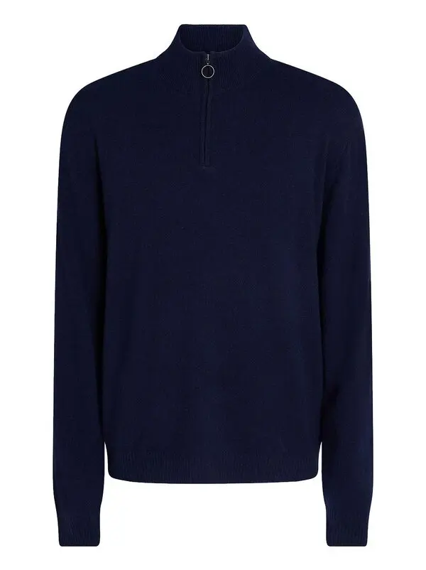 WE NORWEGIANS Blefjell Cashmere Half-zip Sweater - Navy