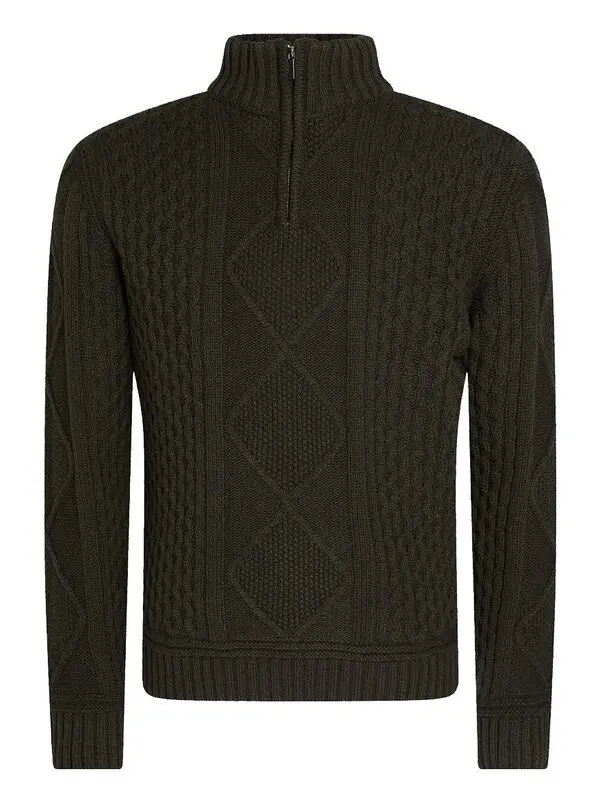 WE NORWEGIANS Geilo Cable-knit Merino Wool And Cashmere-blend Half-zip Sweater - Army Green