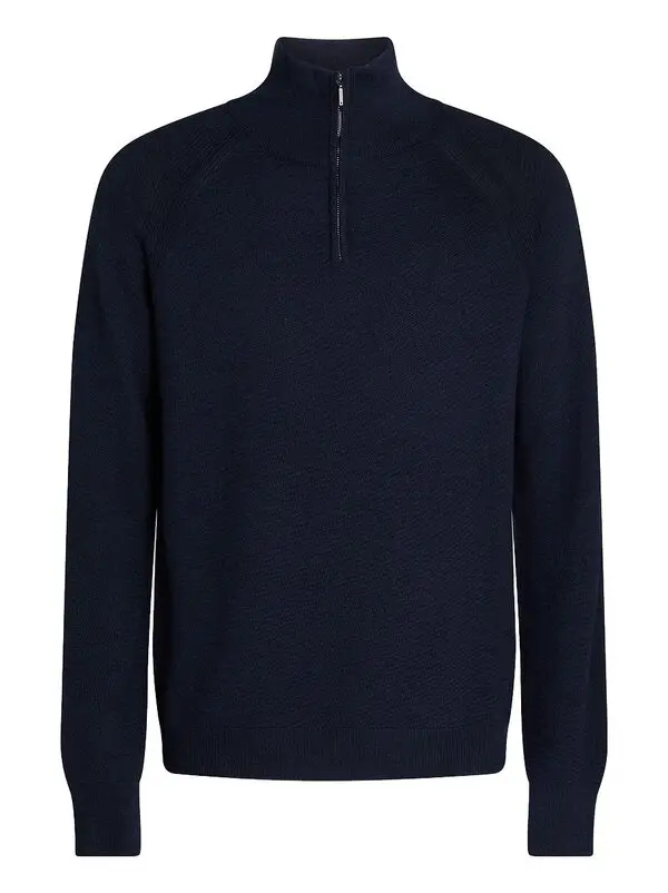WE NORWEGIANS Geilo Merino Wool Half-zip Sweater - Navy
