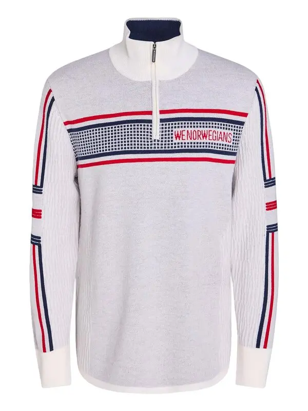 WE NORWEGIANS Stryn Jacquard-knit Half-zip Sweater - Off-white