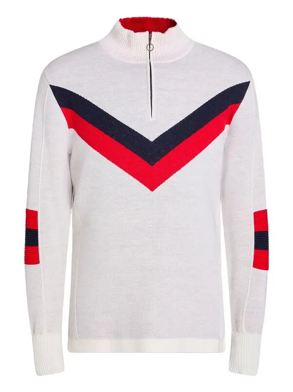 WE NORWEGIANS Hafjell Striped Merino Wool Half-zip Sweater - Off-white