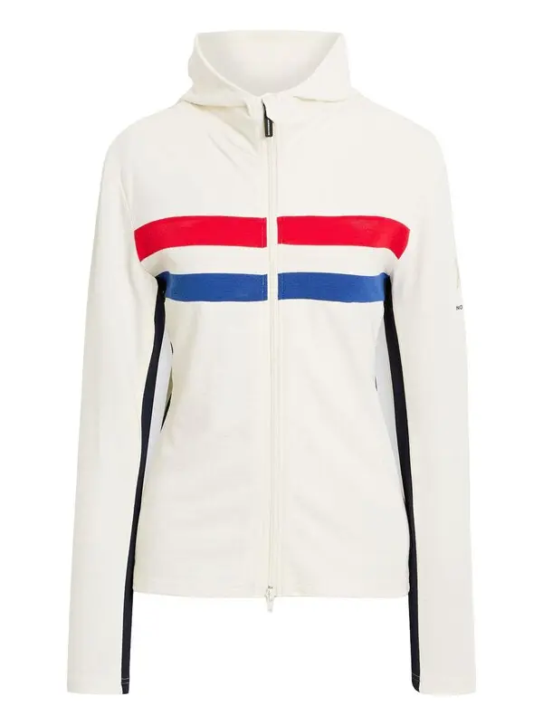 WE NORWEGIANS Striped Wool-blend Piqué Hooded Base Layer - Ivory