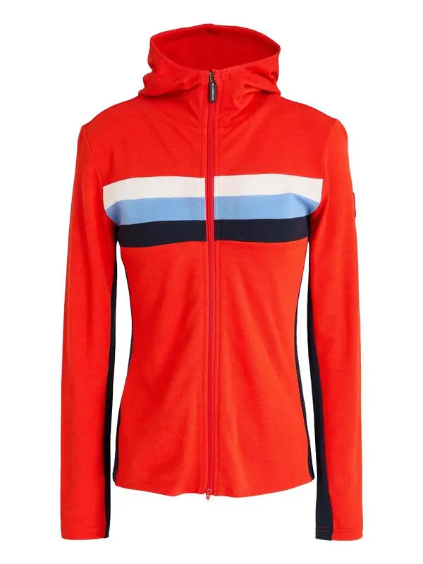WE NORWEGIANS Striped Wool-blend Piqué Hooded Base Layer - Tomato Red