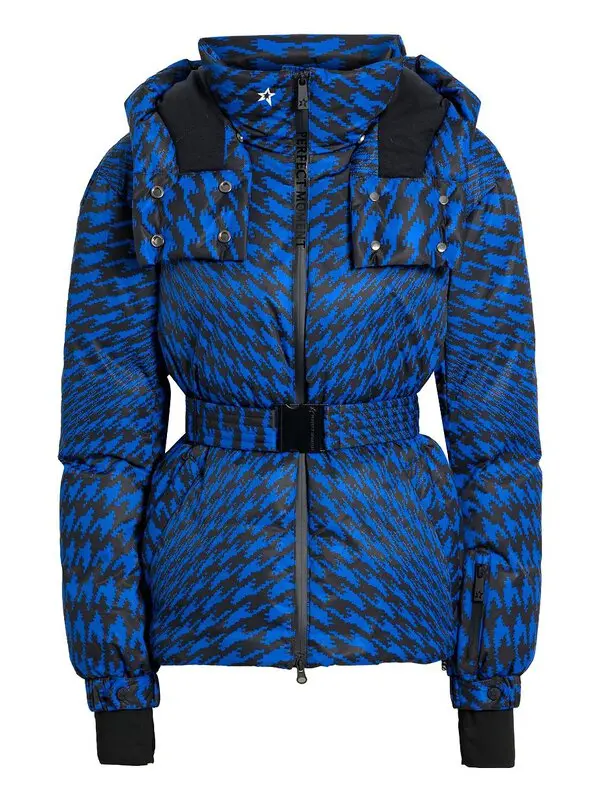 Perfect Moment Candice Quilted Printed Hooded Down Ski Jacket - Indigo