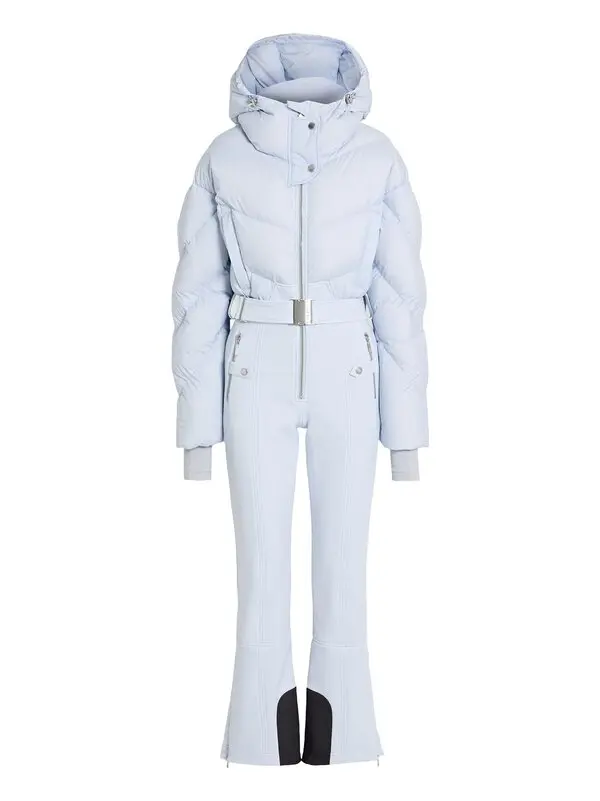 Cordova Ajax Belted Quilted Hooded Down Ski Suit - Sky Blue