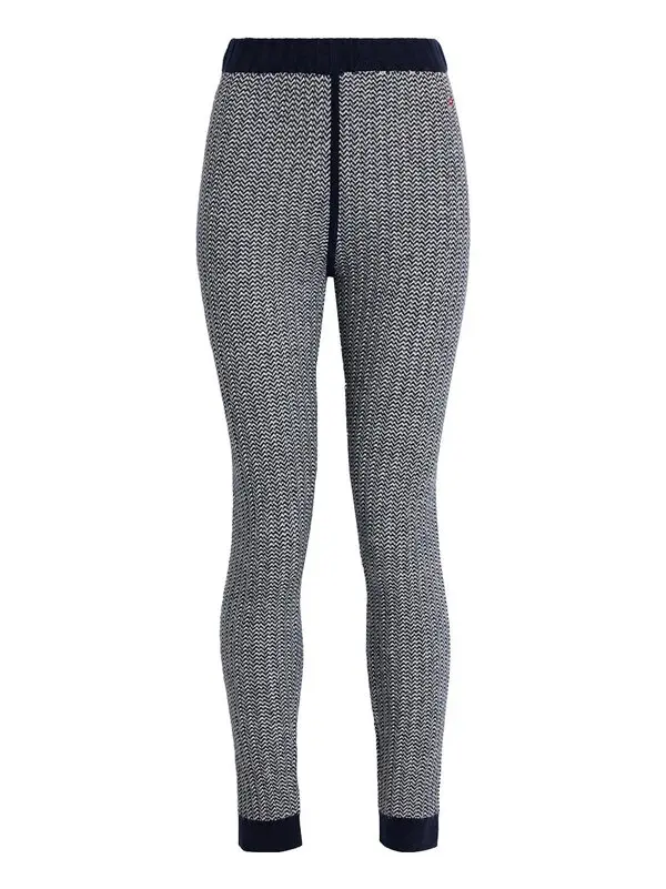 Perfect Moment Jacquard-knit Wool And Cashmere-blend Leggings - Navy