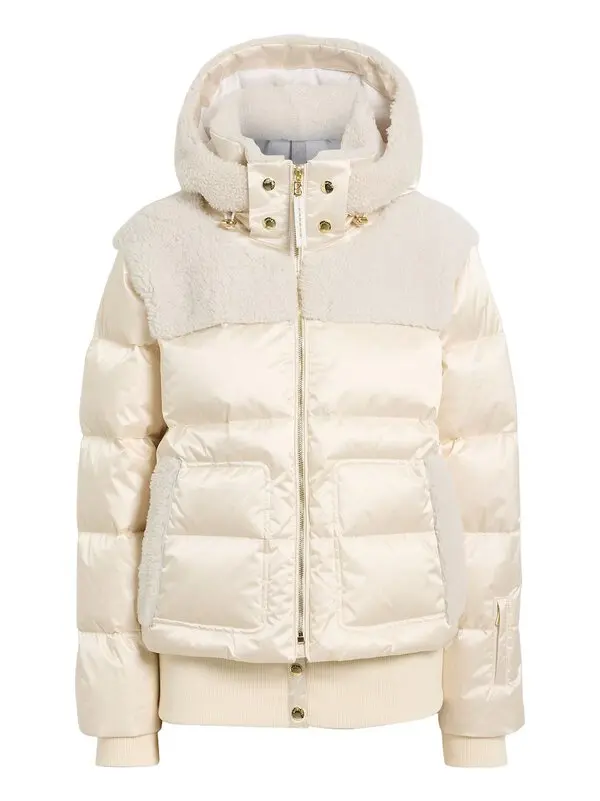 Bogner Quilted Down Ski Jacket With Shearling Panels - Cream