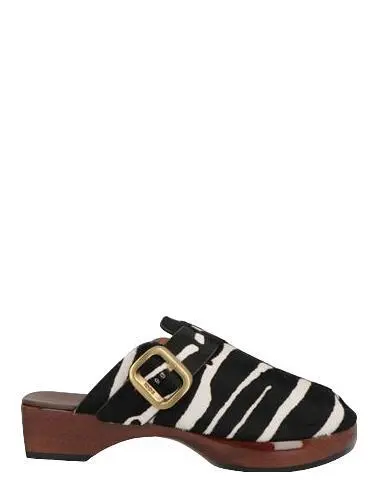 TOD'S Leather Zebra-print Clogs - Black