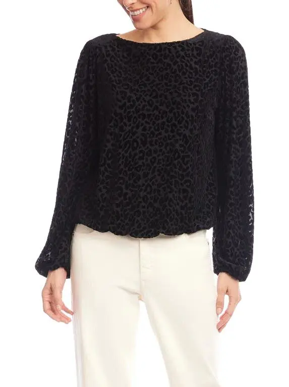 Karen Kane Spot Velvet Burnout Top - Leopard