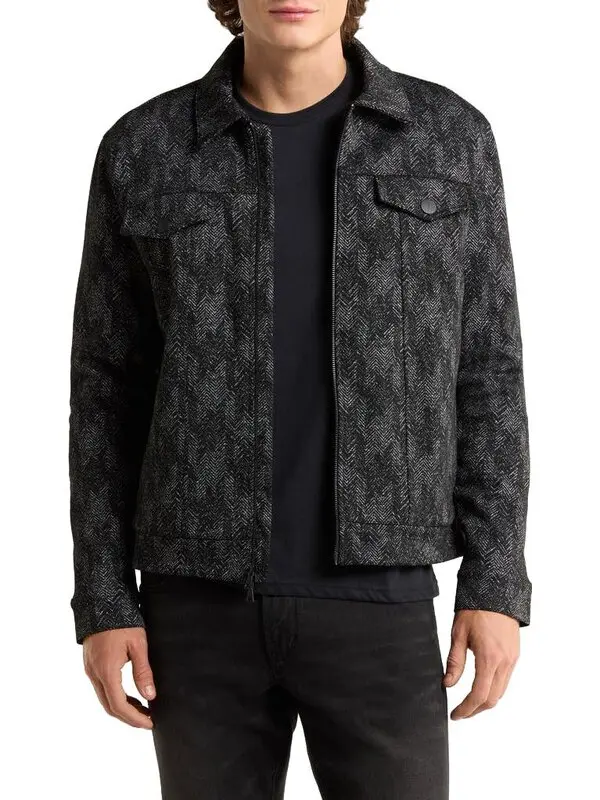 John Varvatos Hallet Jacquard Trucker Jacket - Black