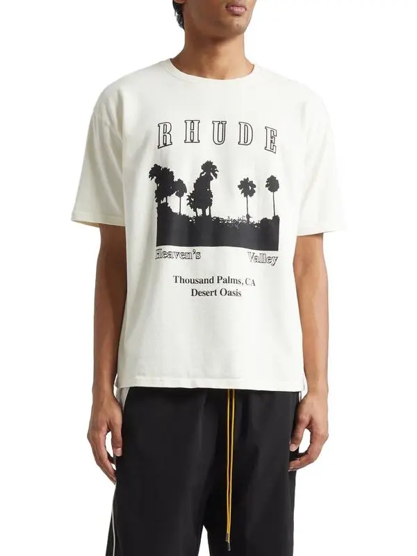 Rhude Thousand Palms Graphic T-shirt - Vintage White/black