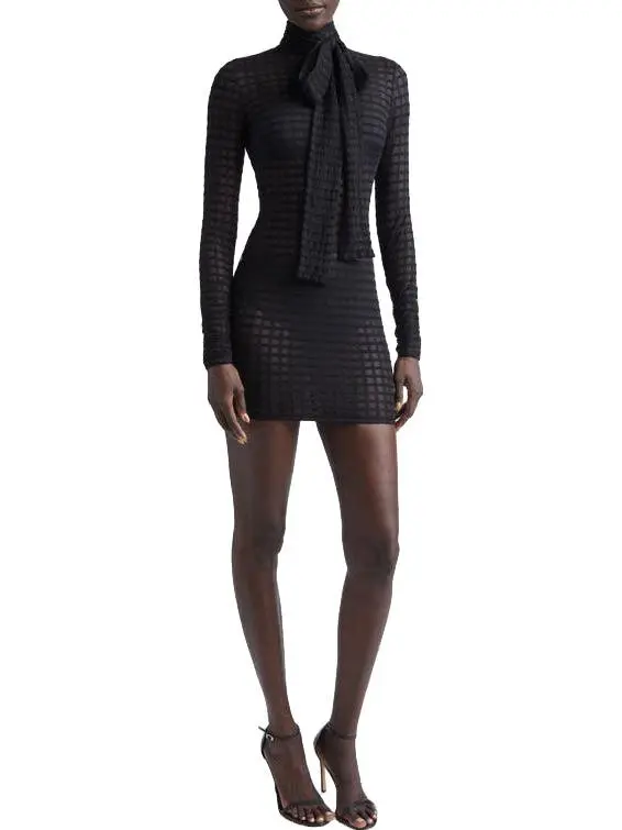 LAQUAN SMITH Cross Grain Long Sleeve Minidress - Black