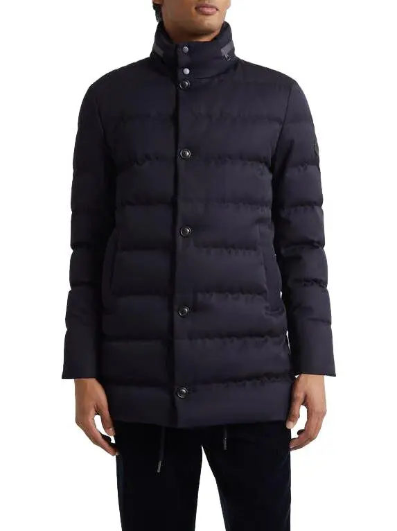 Moncler Vallonpierre Water Repellent Wool Parka - Dark Navy Blue