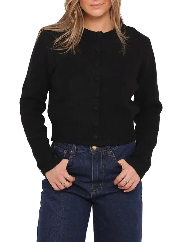 PETAL & PUP Kanie Crewneck Cardigan - Black