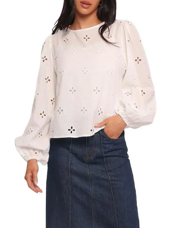 PETAL & PUP Aggie Embroidered Eyelet Top - White