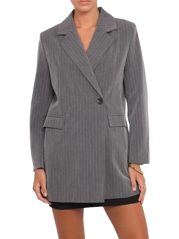 PETAL & PUP Pinstripe Longline Blazer - Grey Pinstripe