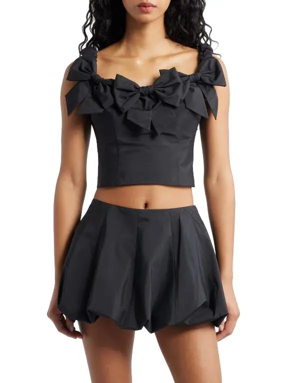 LoveShackFancy Winston Bow Off-the-shoulder Top - Black