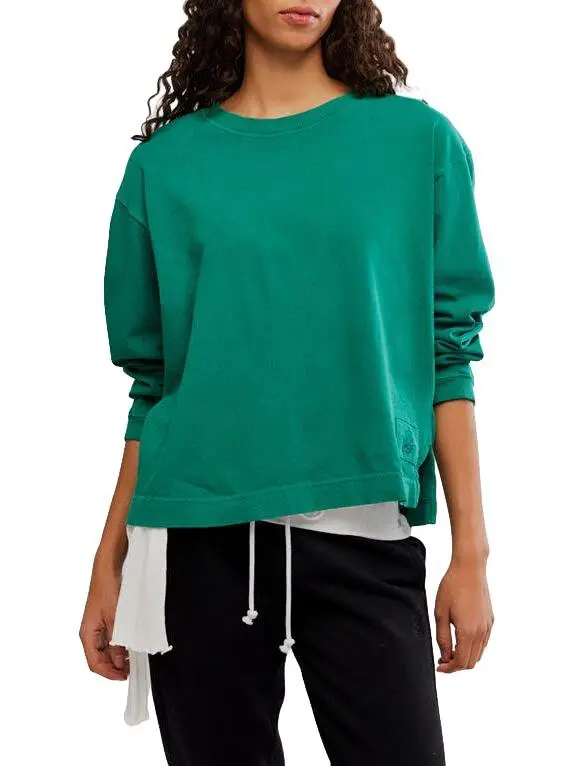 Free People Hustle Layer Knit Top - Green Glow