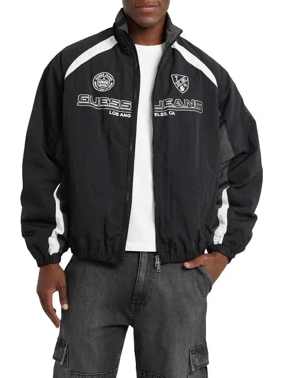 Guess Logo Windbreaker Jacket - Jet Black