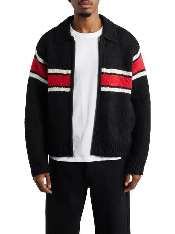 Obey Bernard Zip Cardigan - Black