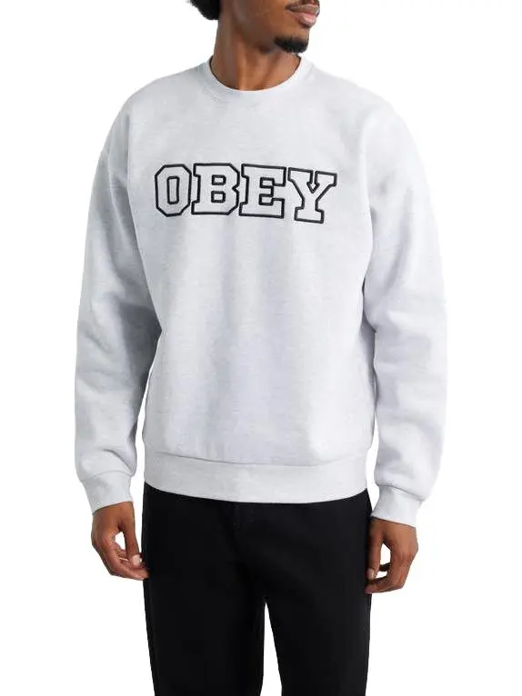 Obey Heavyweight Fleece Crewneck Sweatshirt - Ash Grey