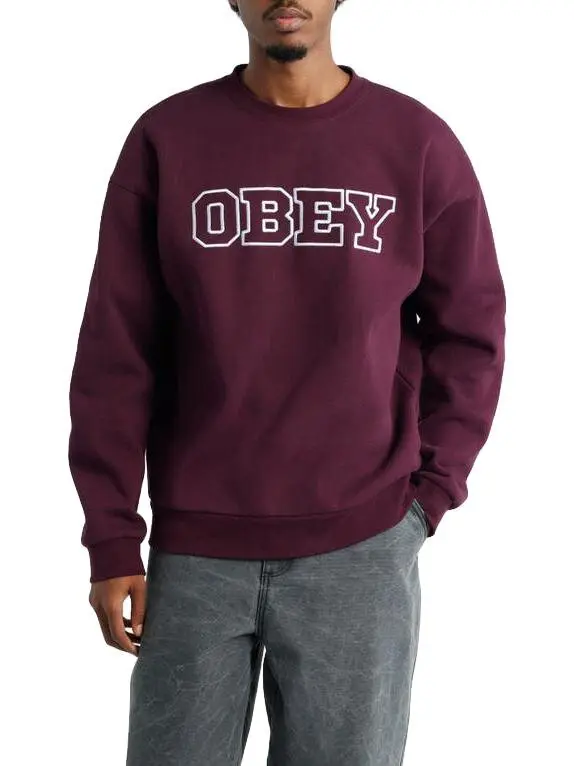 Obey Heavyweight Fleece Crewneck Sweatshirt - Winetasting