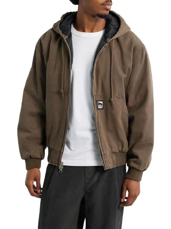 Obey Cotton Hooded Jacket - Wren Faded Wash