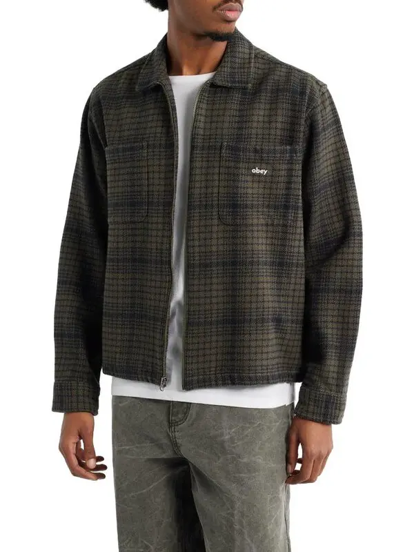 Obey Parker Cotton Zip-up Shirt Jacket - Rosin Multi