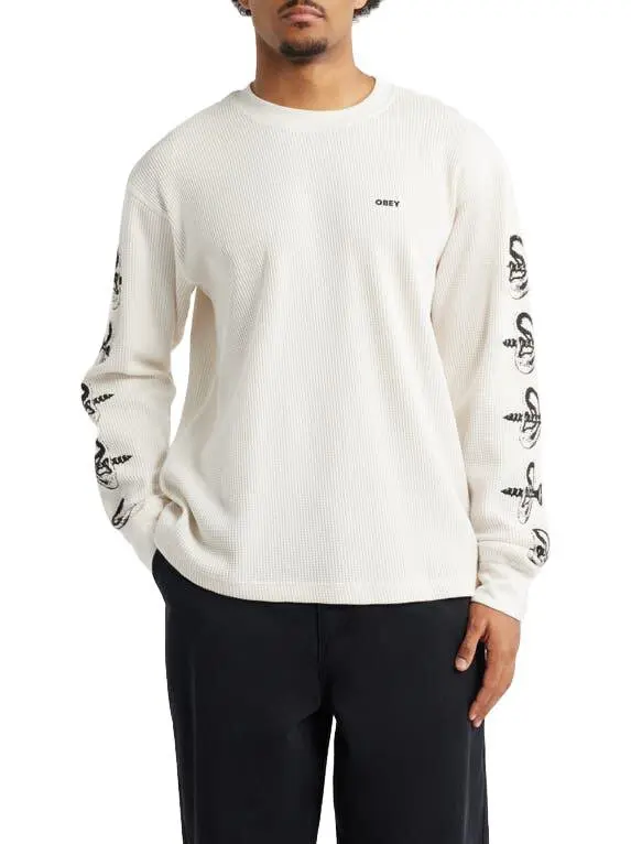 Obey Ears Graphic Thermal Long Sleeve T-shirt - Blanc De Blanc