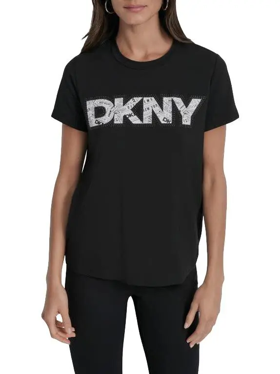 Dkny Newspaper Logo Graphic T-shirt - Black