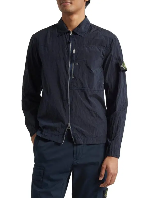 Stone Island Zip-front Shirt - V0020 Navy Blue