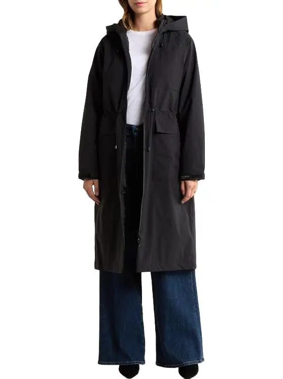 ILSE JACOBSEN Thermal Water Repellent Long Hooded Jacket - Black Beauty