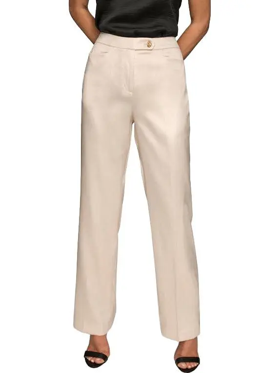 Donna Karan New York Straight Leg Satin Pants - Ivory