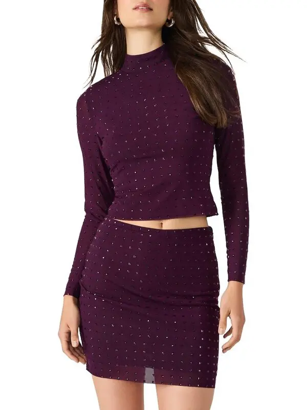 Steve Madden Melvina Studded Knit Top - Beet
