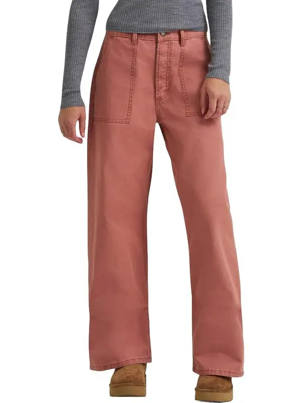 LEEM Patch Pocket Slouchy Twill Pants - Dusty Rose