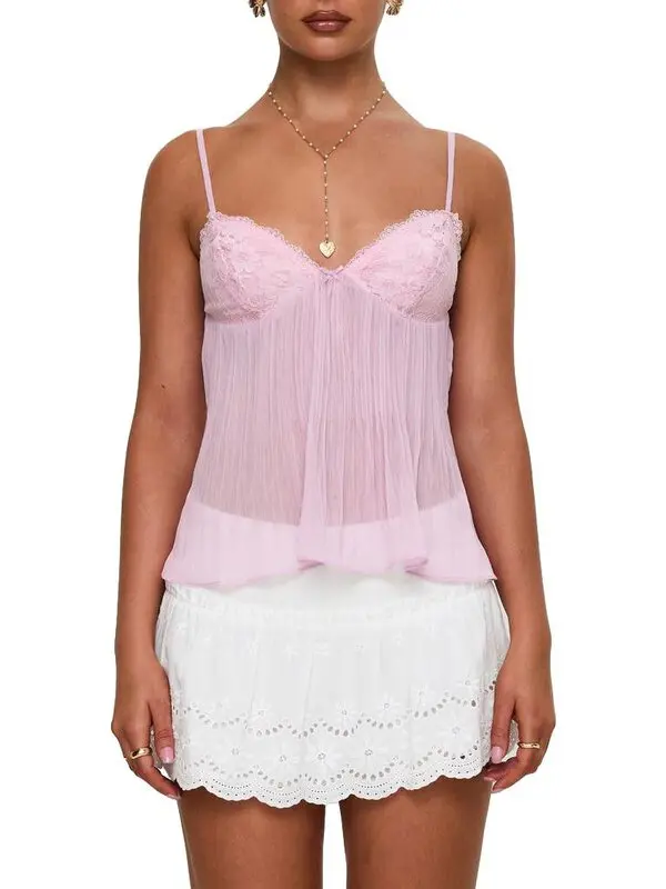 Princess Polly Lace Pleated Camisole - Pink