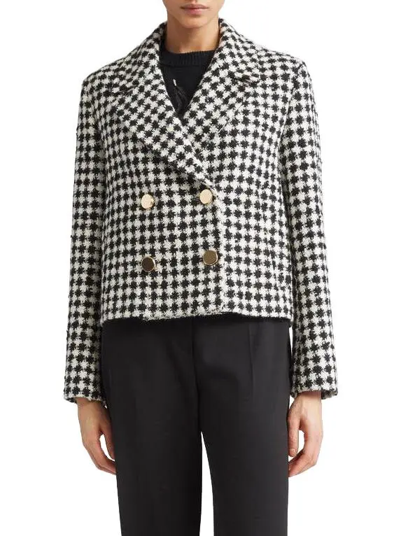 Max Mara Houndstooth Tweed Jacket - White/black