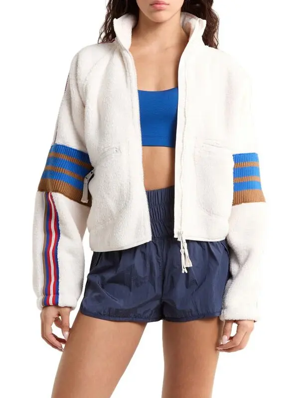 Free People Mountain High Fleece Jacket - Ivory Combo