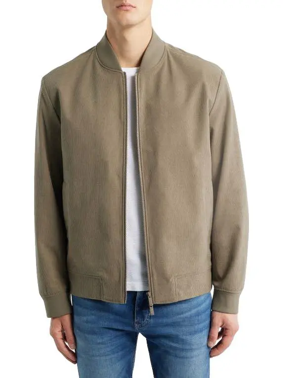 Hugo Boss Hanry Ribbed Bomber Jacket - Light Brown