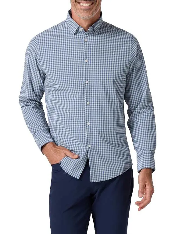Mizzen+main Leeward No Tuck Trim Fit Gingham Performance Button-up Shirt - Aluminum Crew Gingham