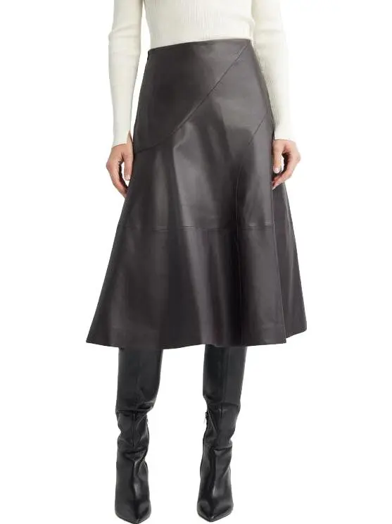 BOSS A-line Leather Skirt - Dark Carmine