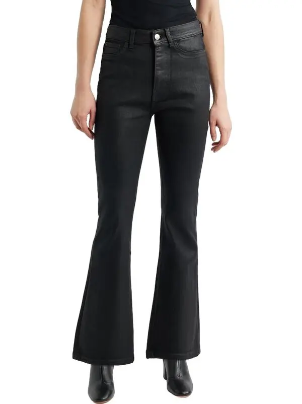Warp + Weft Nao Coated High-waist Bootcut Jeans - Coated Noir