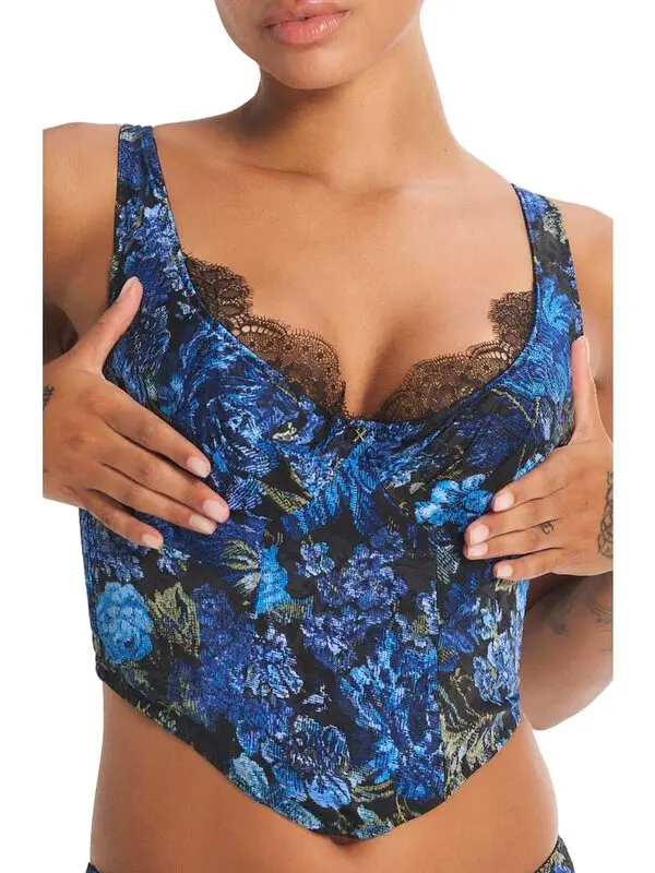 SAVAGE X FENTY Floral Rush Bustier - Black Caviar Tapestry Print
