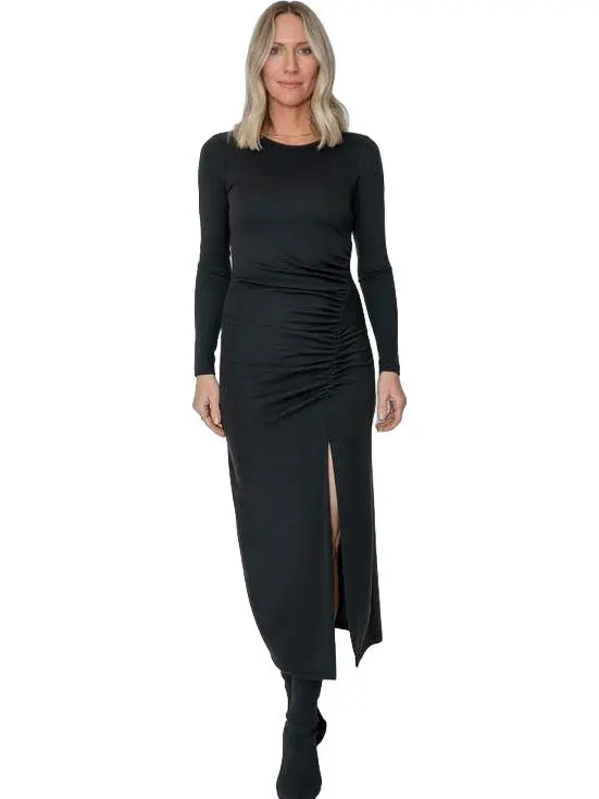 WEST OF Ruched Midi Dress - Black