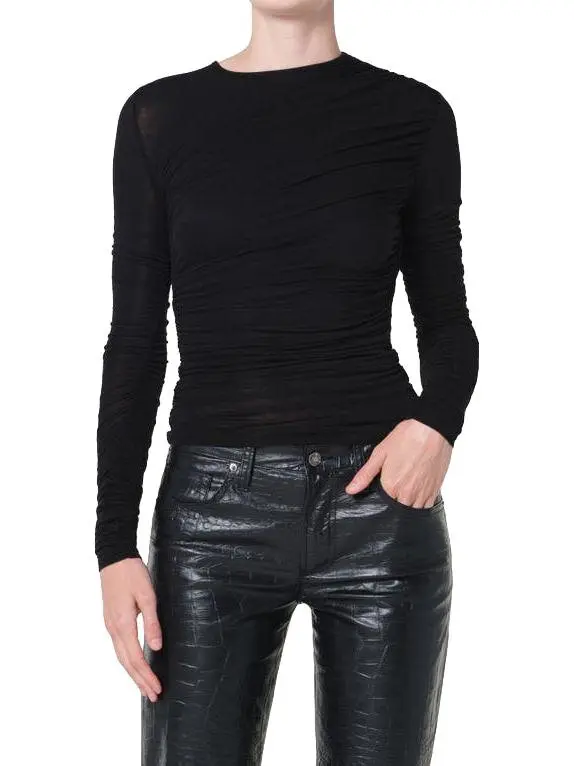 AGOLDE Ruched Stretch Top - Black