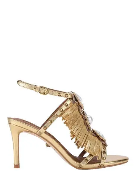 Kurt Geiger Jewel Fringe Ankle Strap Sandal - Gold