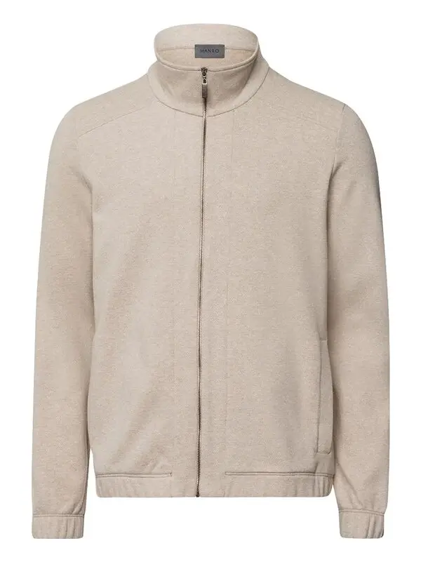 Hanro Organic Cotton Zip-up Jacket - Camel Melange