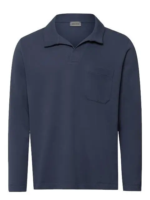 Hanro Travelwear Cotton Polo Collar Pullover - Ombre Blue