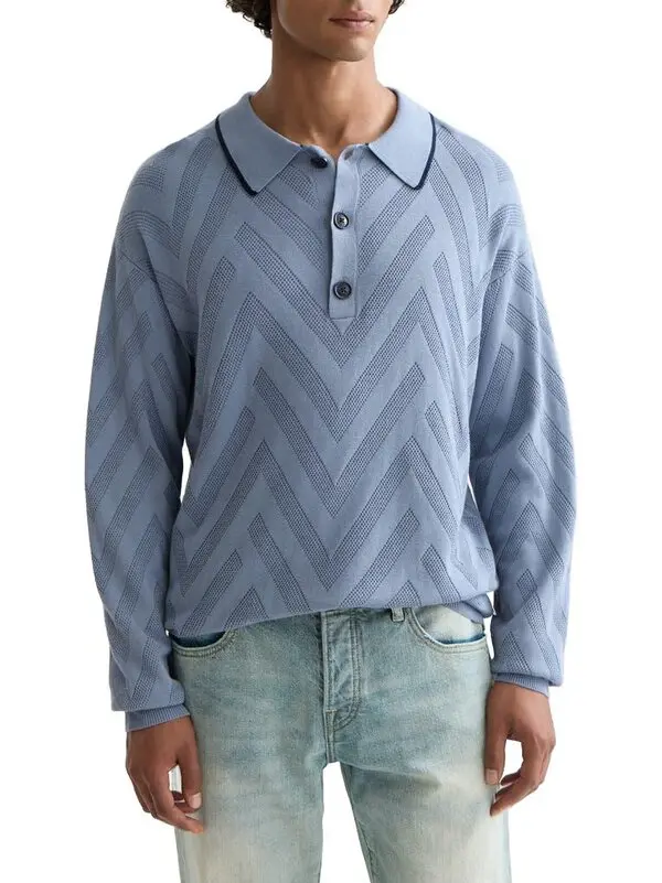 Scotch & Soda Structured Long Sleeve Polo - Infinity